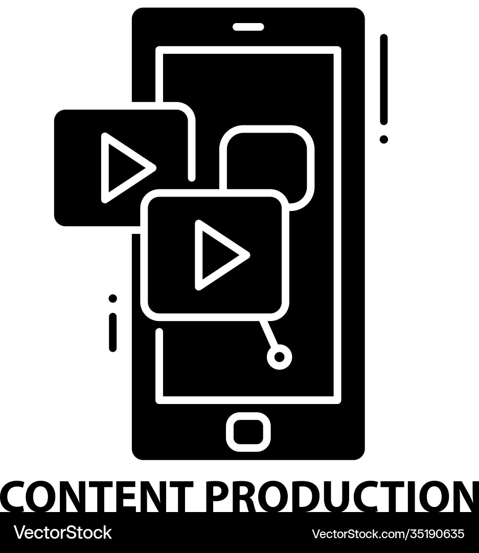Content production symbol icon black sign Vector Image