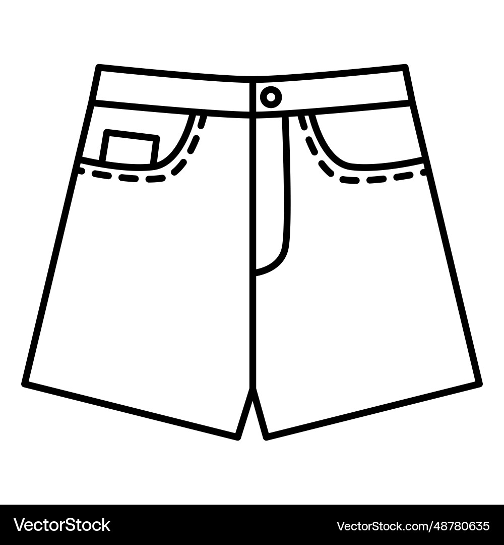 Denim jean short cut-off stroke Royalty Free Vector Image