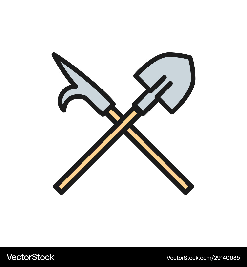 Fire gaff with shovel firefighter equipment flat Vector Image