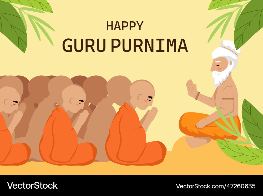 Flat design happy guru purnima background with Vector Image