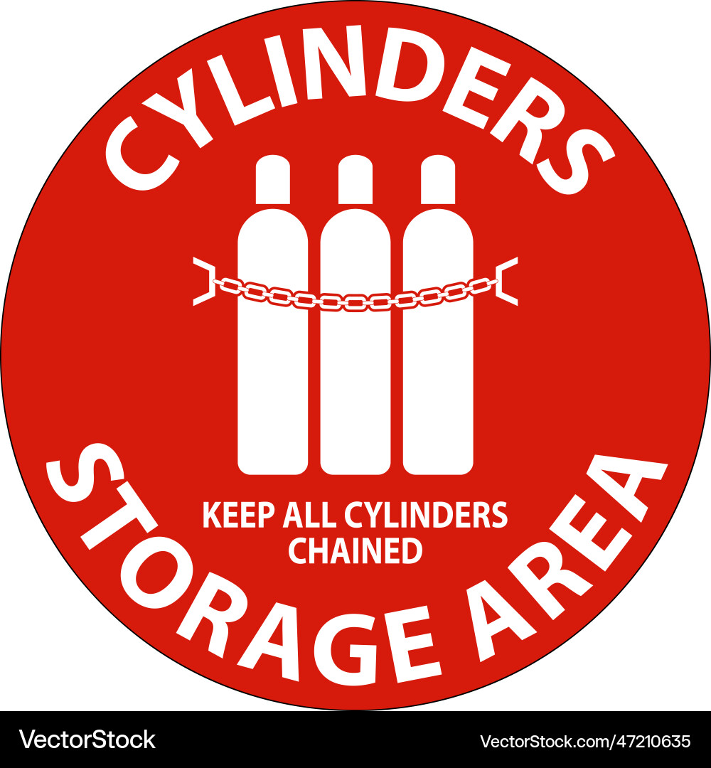 Floor sign cylinder storage area keep all Vector Image