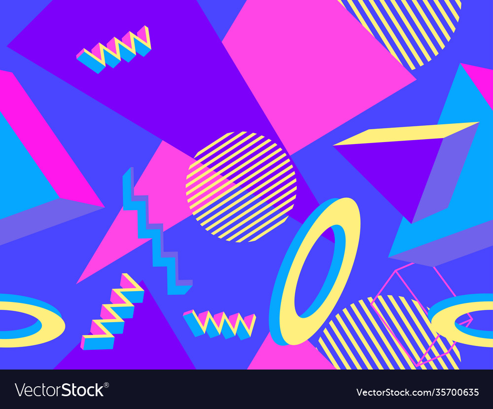 Geometric memphis seamless pattern in style Vector Image Geometric memphis seamless pattern in style Vector Image