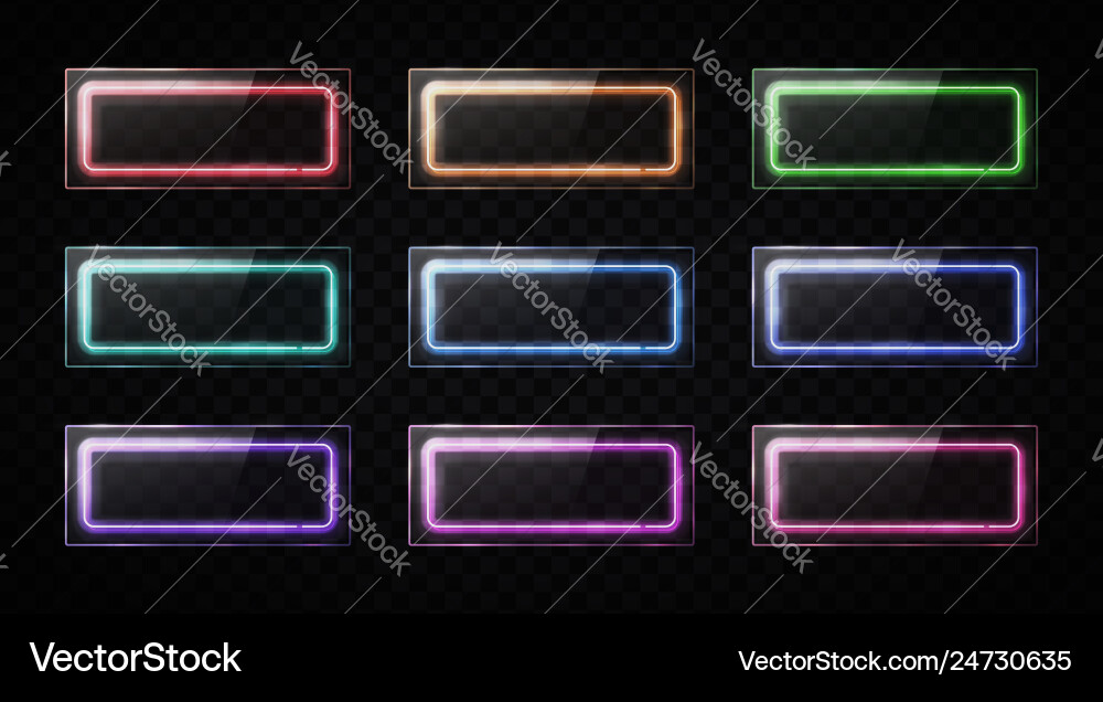 Glossy buttons set colorful halogen lamp banners Vector Image