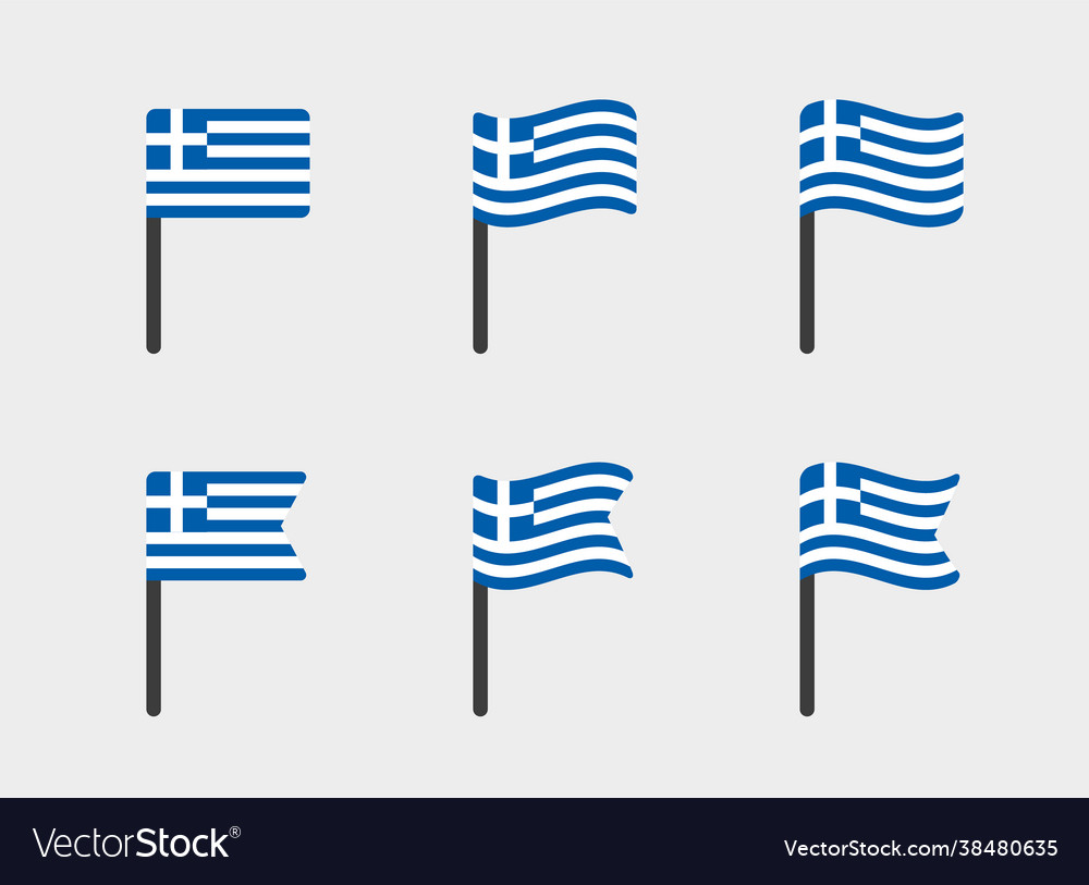 Greece flag symbols set national flag icons of Vector Image