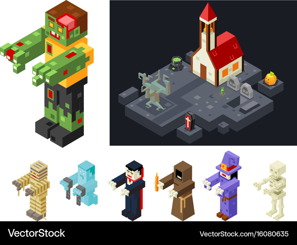 Halloween icons set curse evil flat Royalty Free Vector