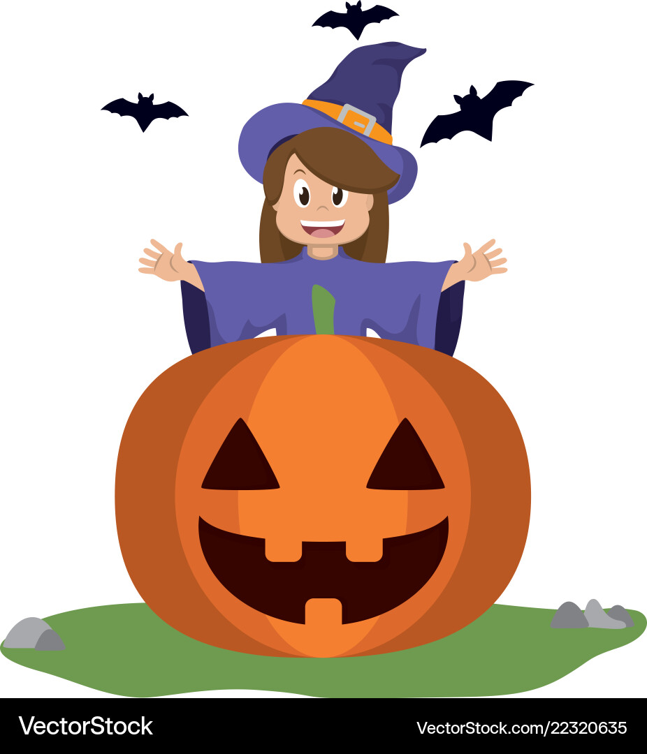 Kid and halloween cartoon Royalty Free Vector Image