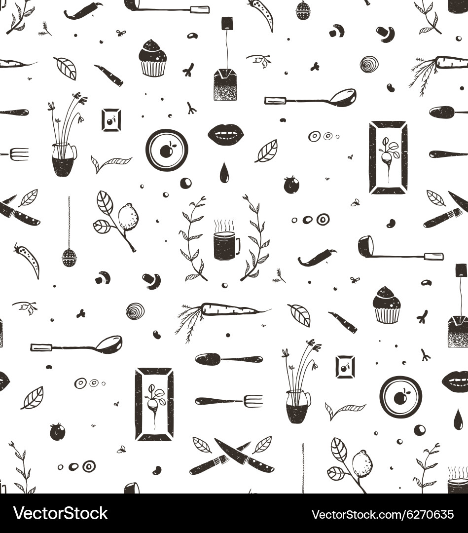 Kitchen food and drinking tea cosy seamless Vector Image