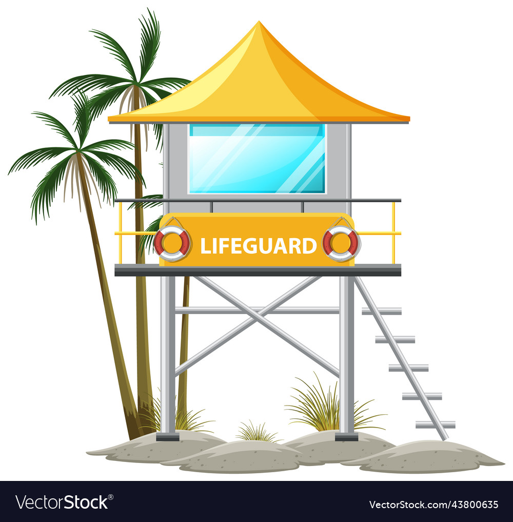 Lifeguard tower cartoon style Royalty Free Vector Image