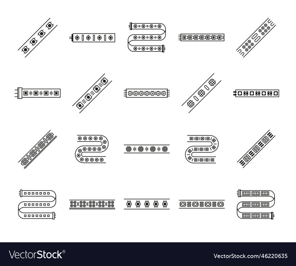 Light strip icon led ribbon modules Royalty Free Vector