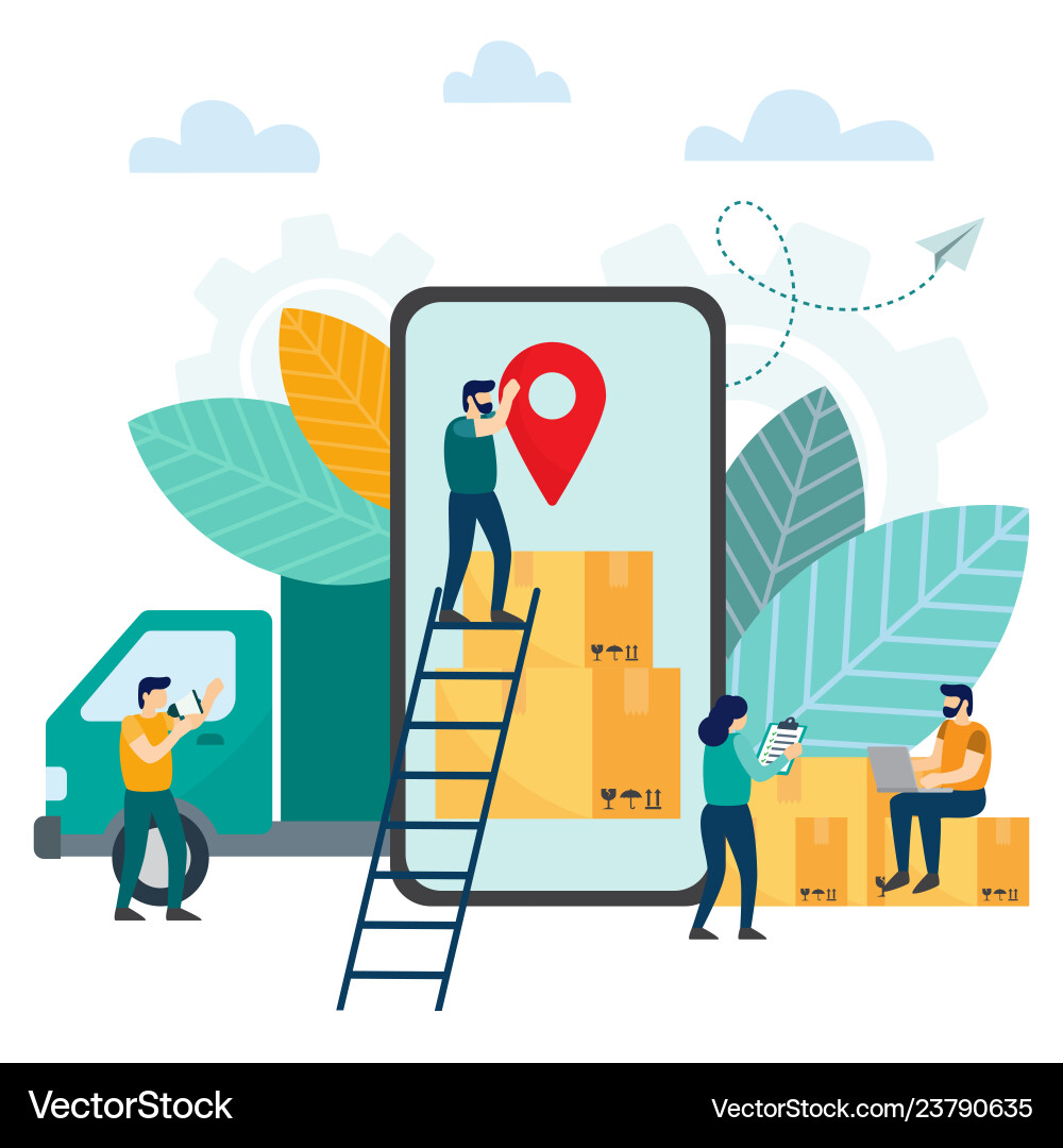 Online tracking the movement of parcels Royalty Free Vector