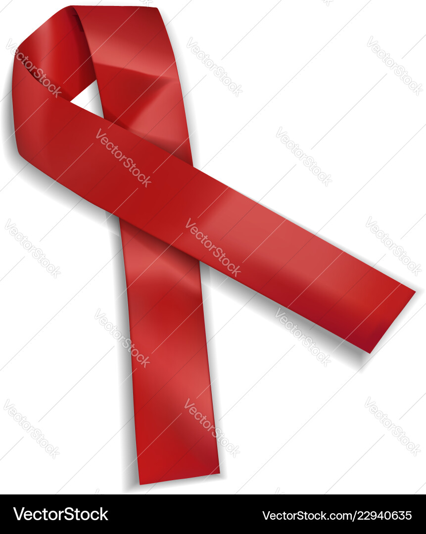 Red aid ribbon icon realistic style Royalty Free Vector