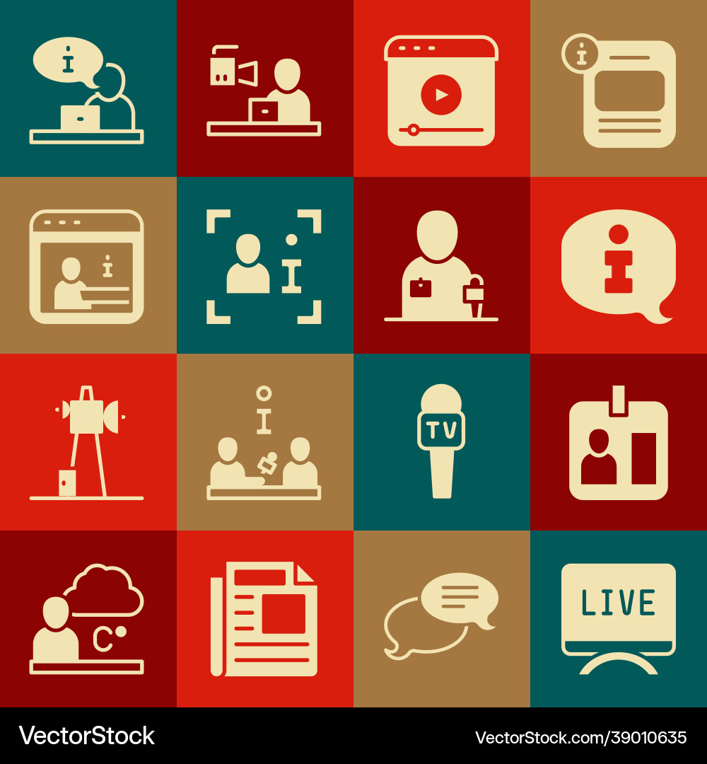 Set live report journalist id card information Vector Image