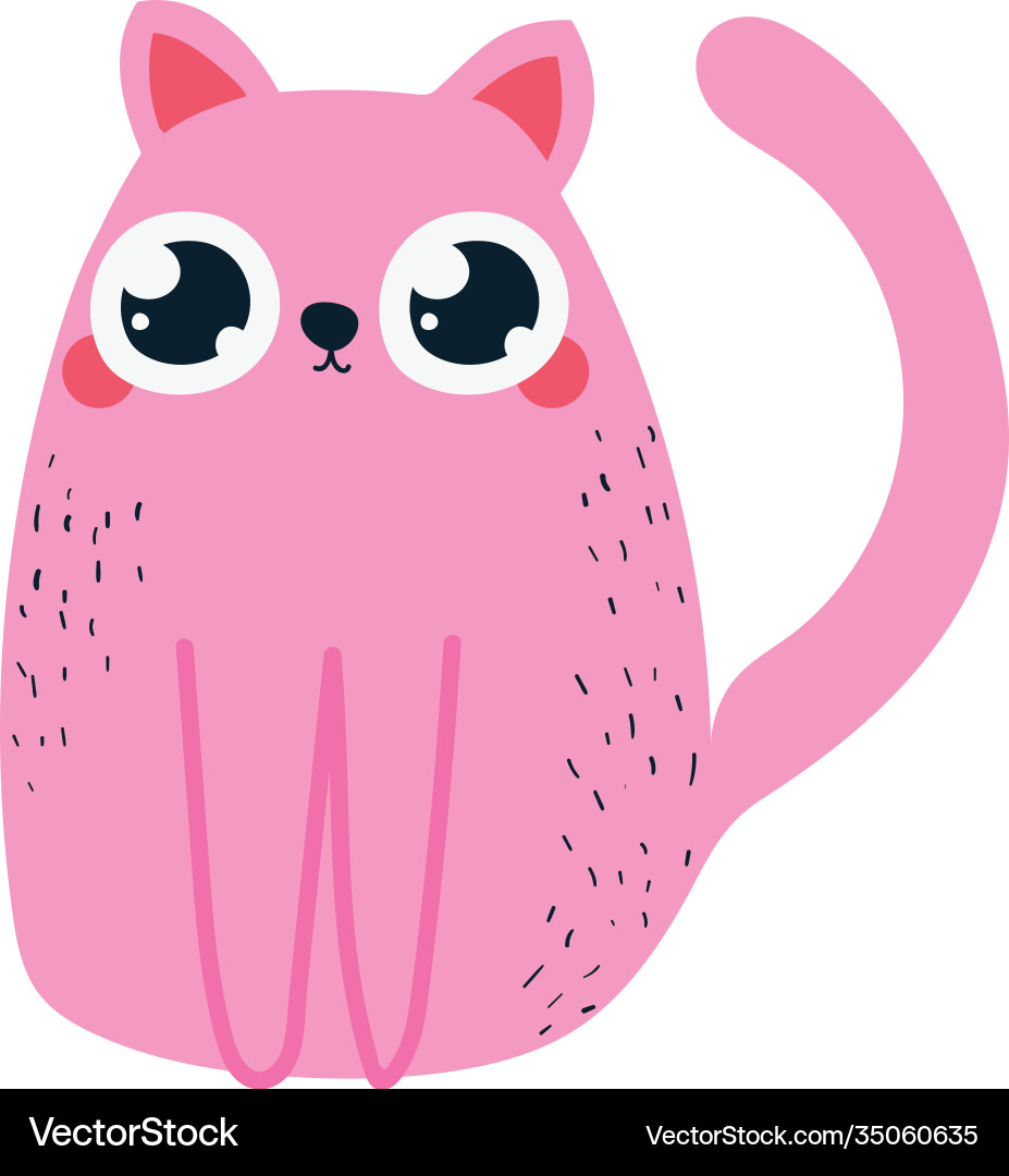 Sticker a cat pink color Royalty Free Vector Image