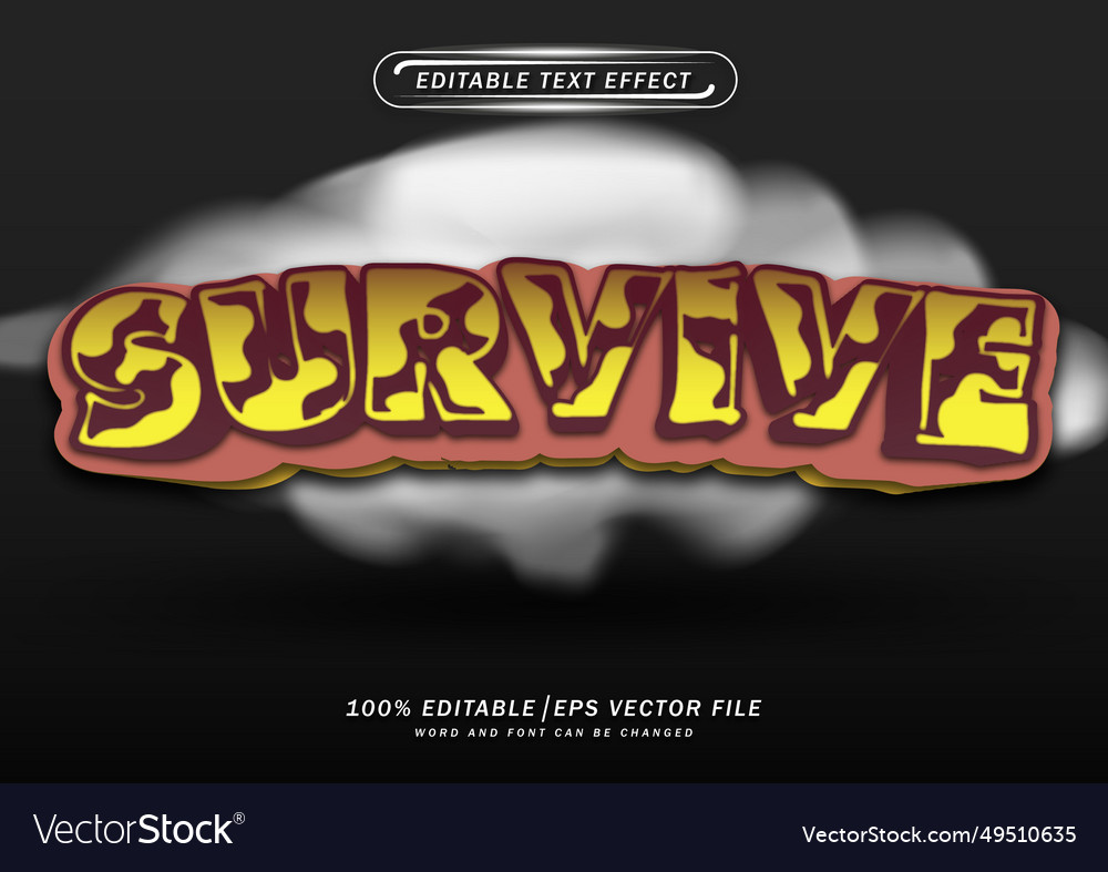 Survive text editable effect Royalty Free Vector Image