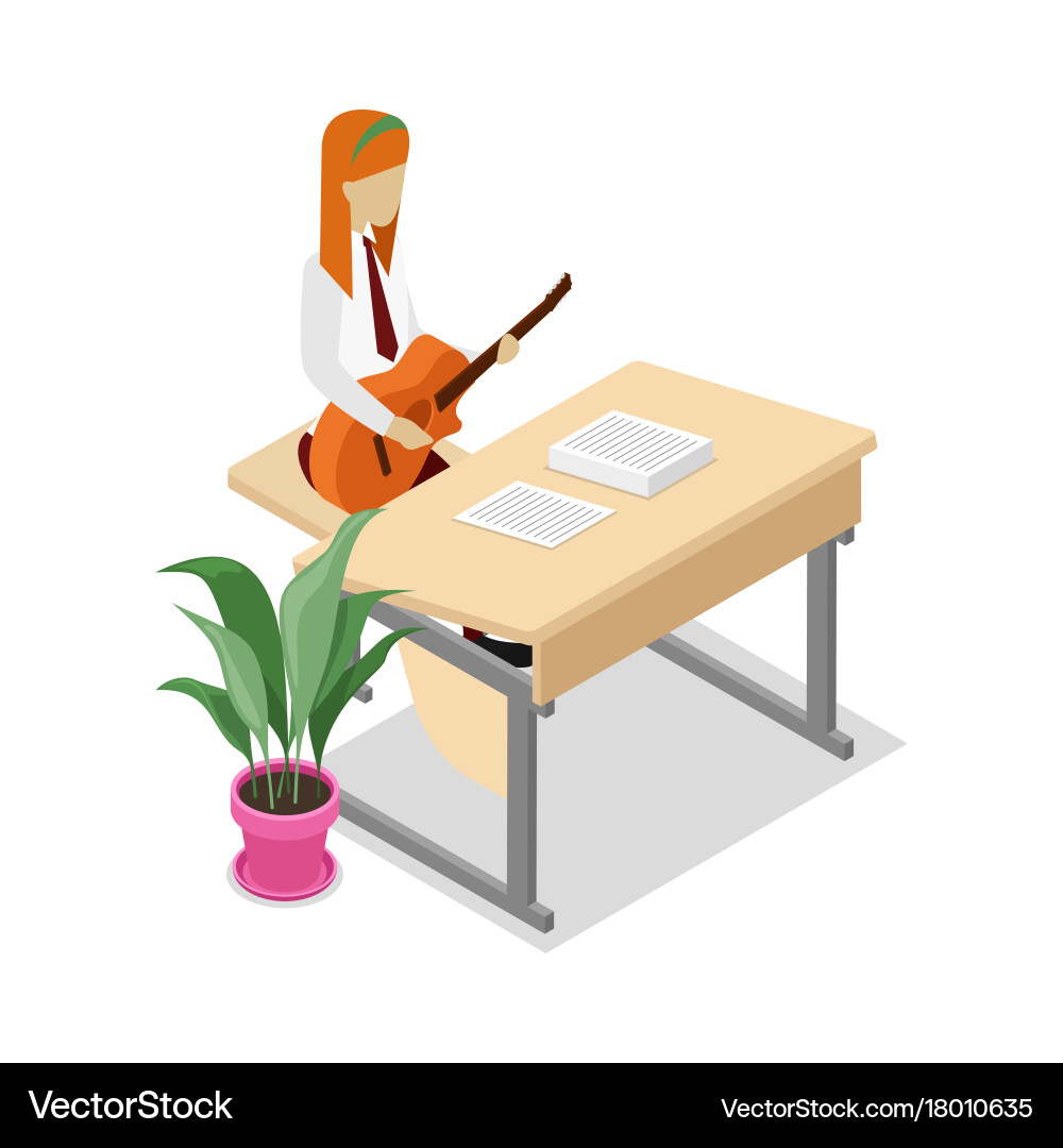 Teacher teaching music isometric 3d icon Vector Image