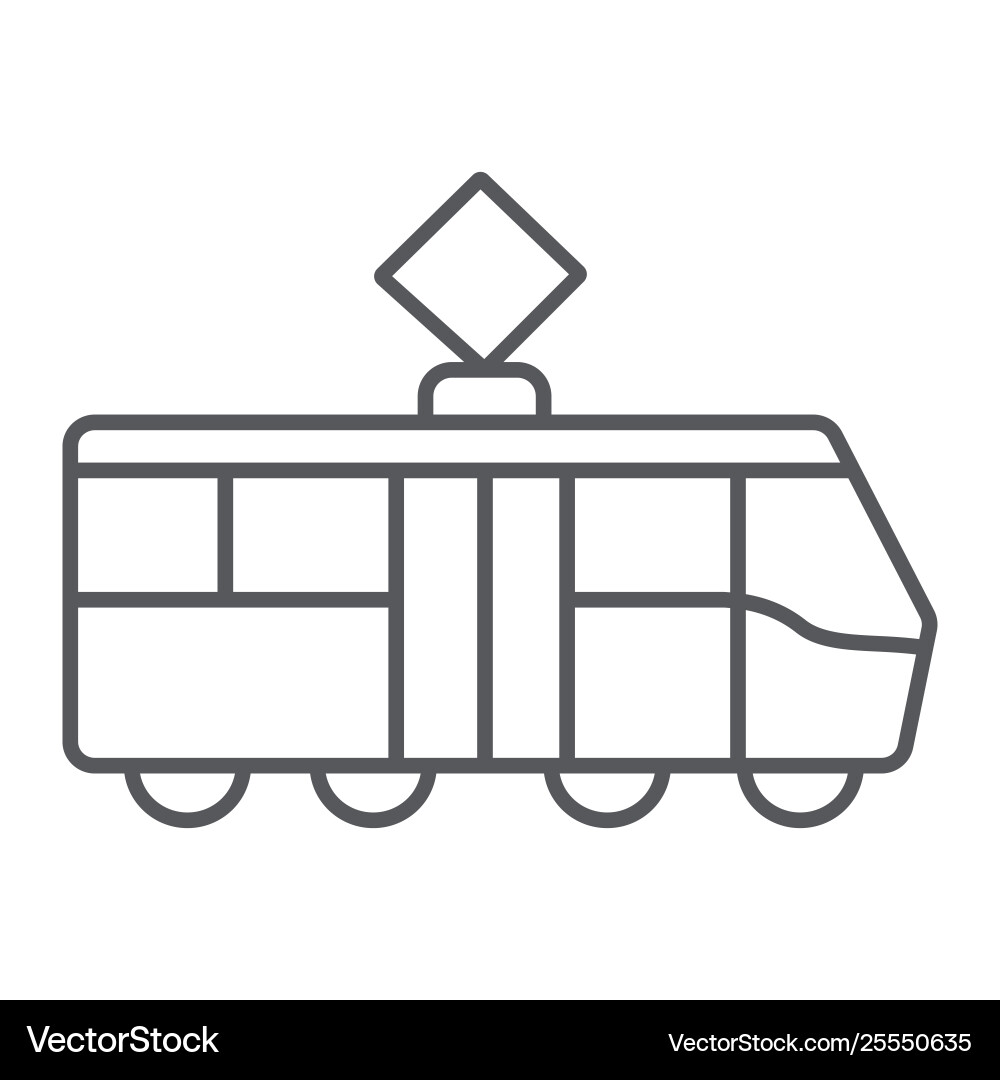 Tram thin line icon transportation and railway Vector Image