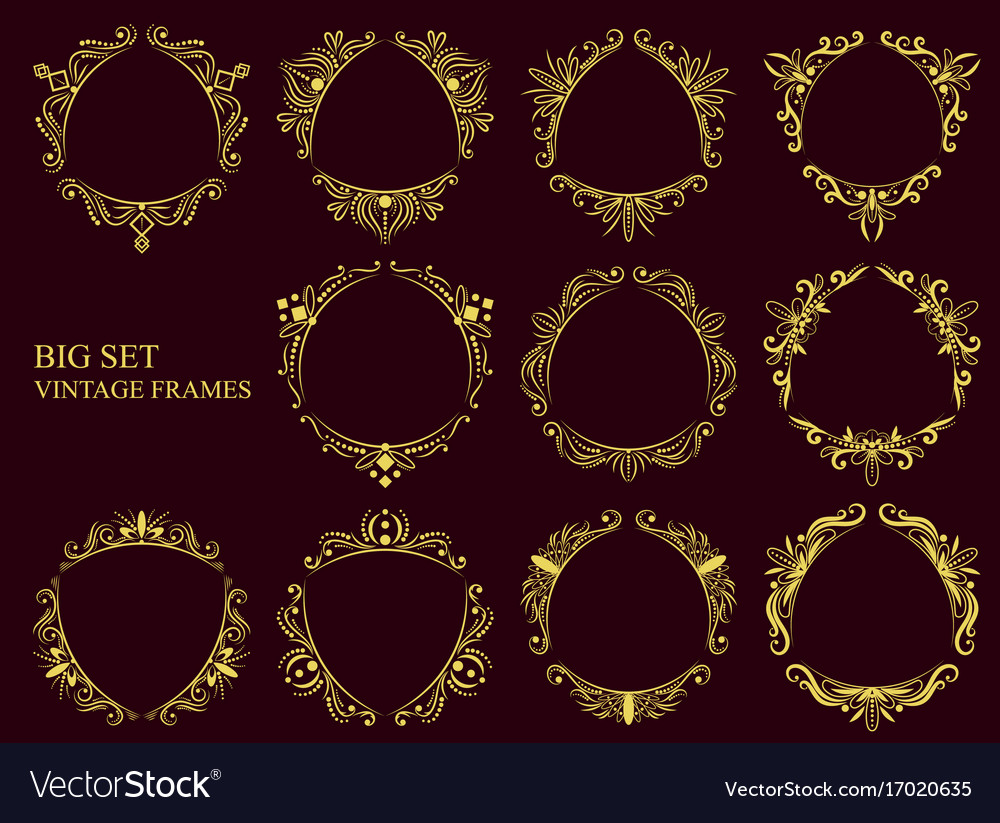 Vintage triangular frames big set Royalty Free Vector Image