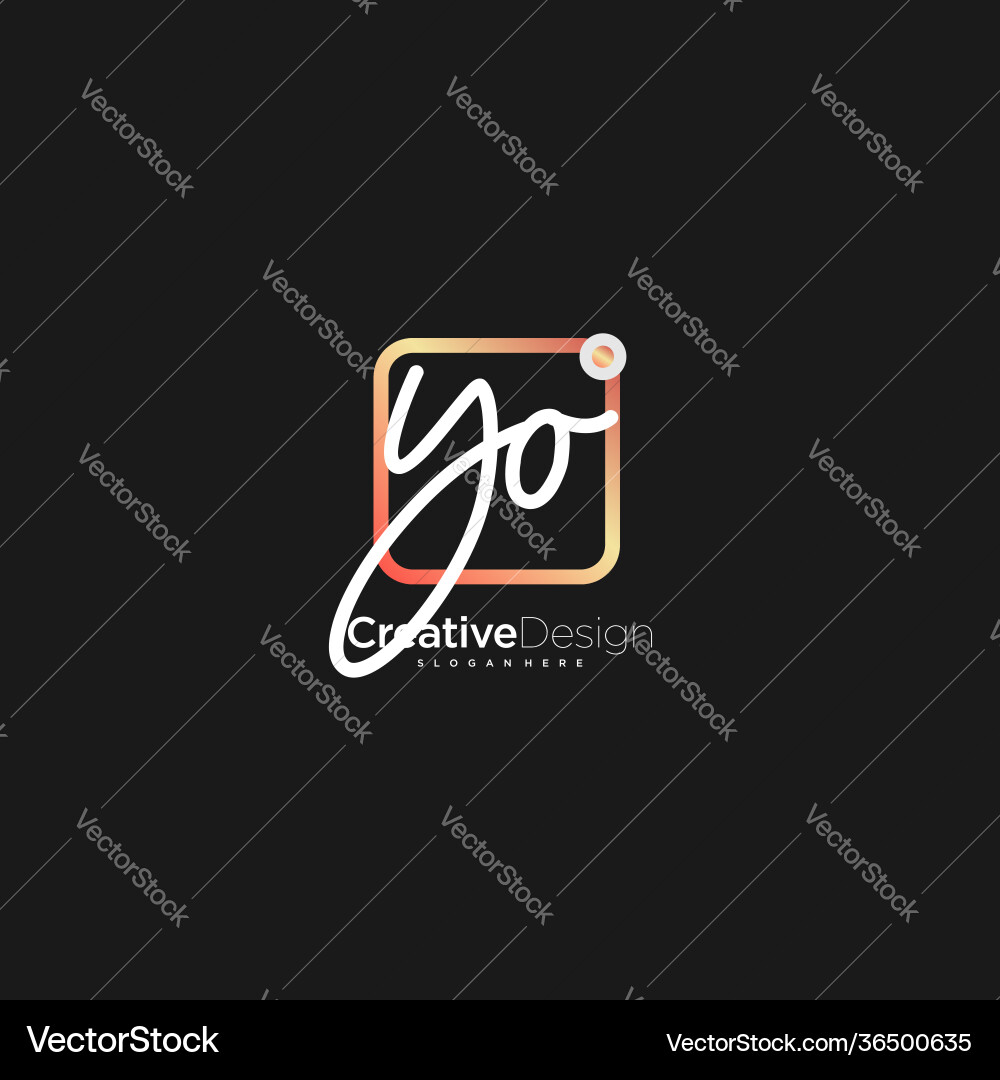 Yo initial letter handwriting logo art hand drawn Vector Image