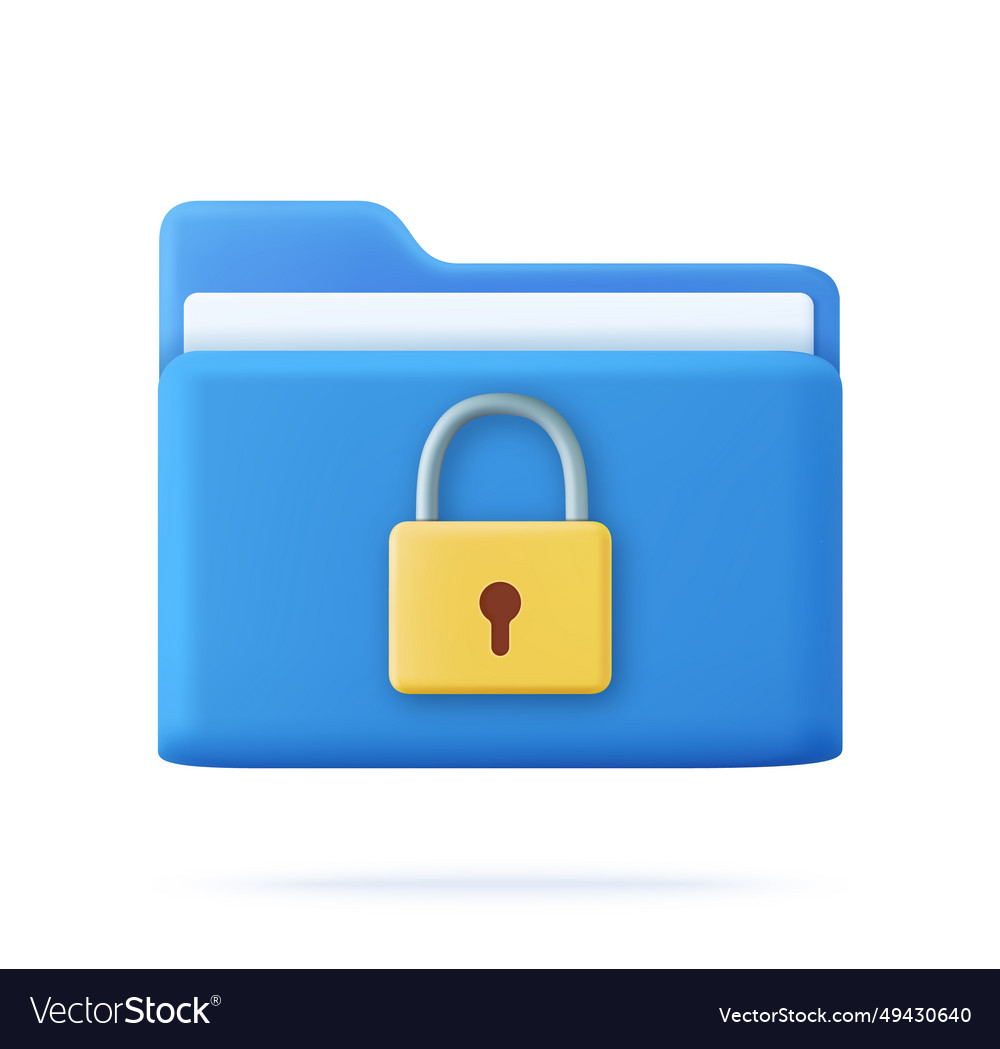 3d folder with lock Royalty Free Vector Image - VectorStock