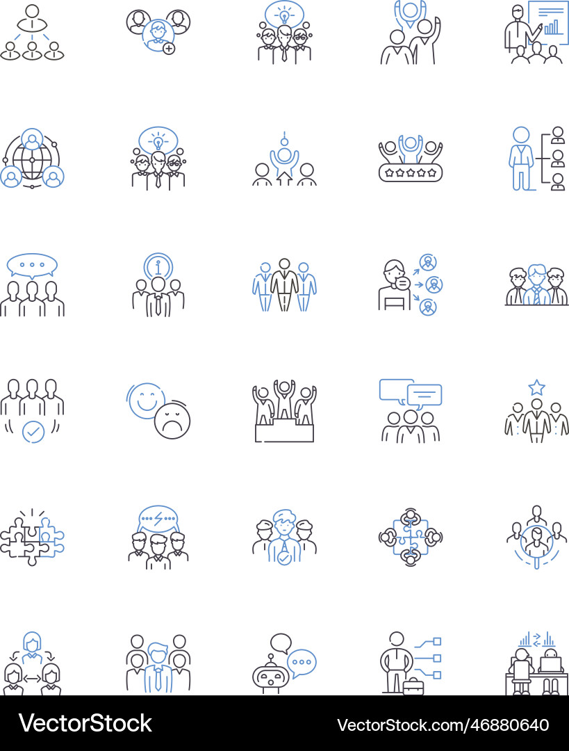 Alliance line icons collection unity Royalty Free Vector