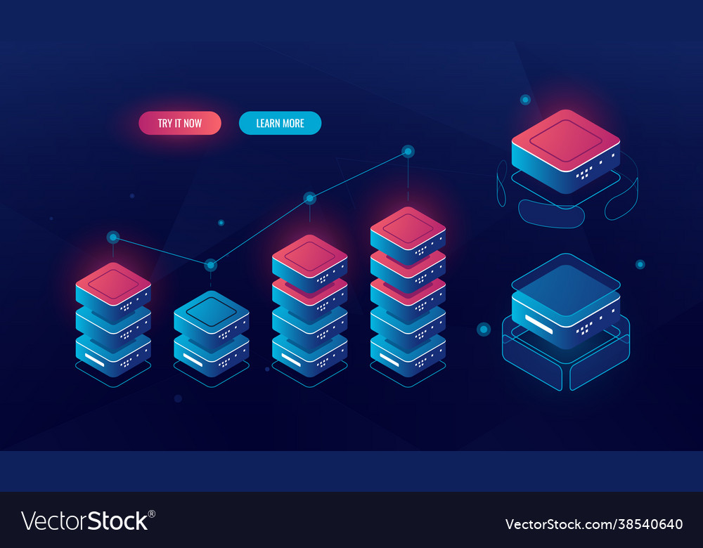 Big data processing isometric graph diagram Vector Image