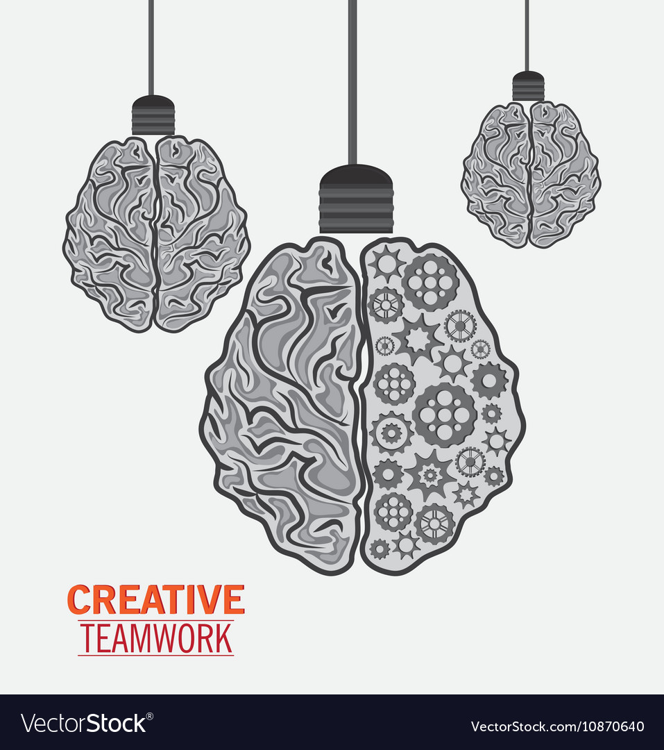Brain of creative teamwork concept Royalty Free Vector Image