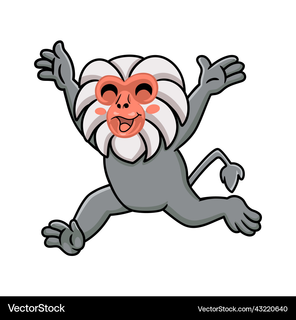 Cute little hamadryad monkey cartoon running Vector Image