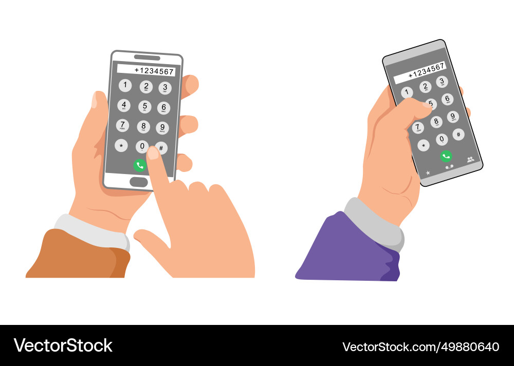 Dial number concept set hand holding the phone Vector Image