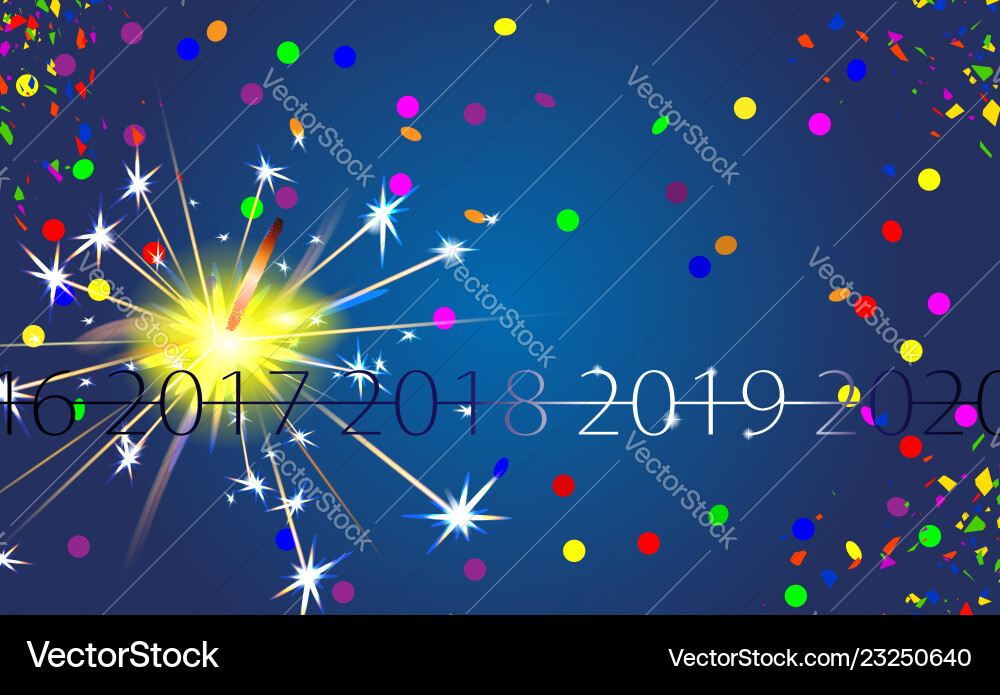 Happy new year blue background with silver Vector Image
