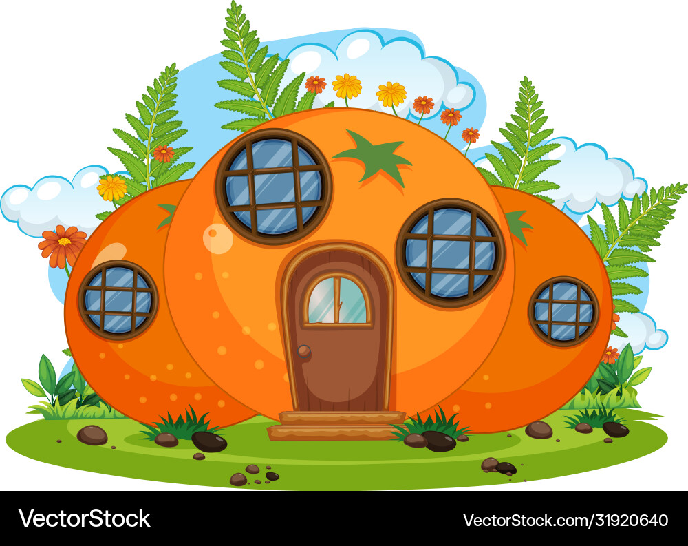 Isolated fantasy orange house Royalty Free Vector Image