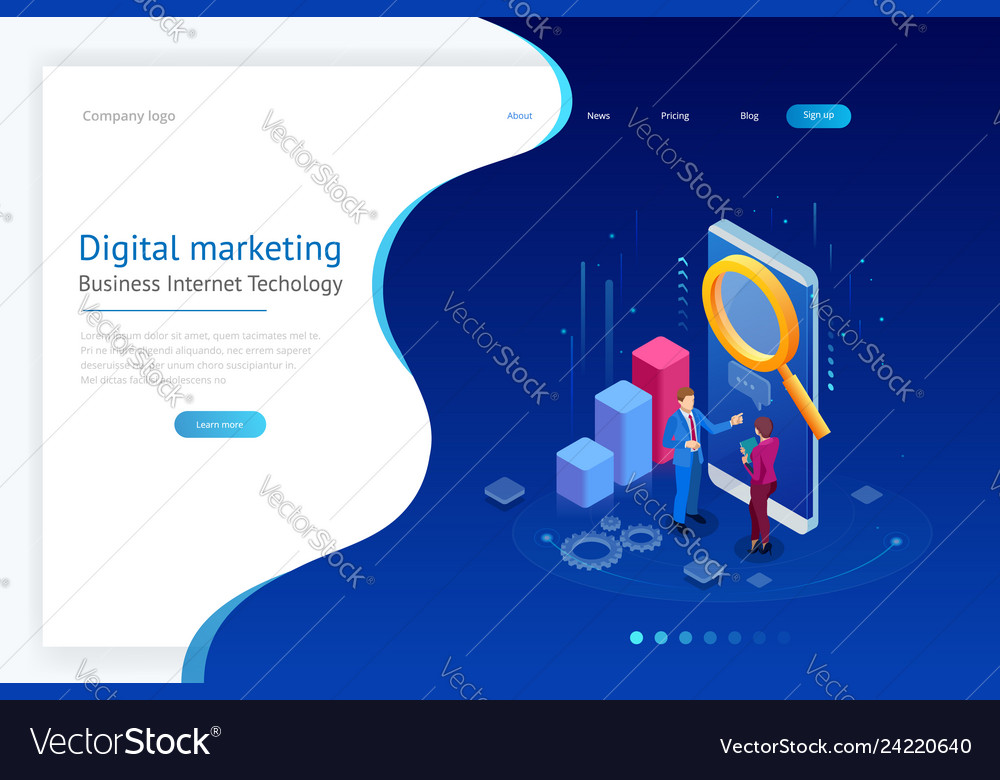 Isometric concept of analytics strategy Royalty Free Vector