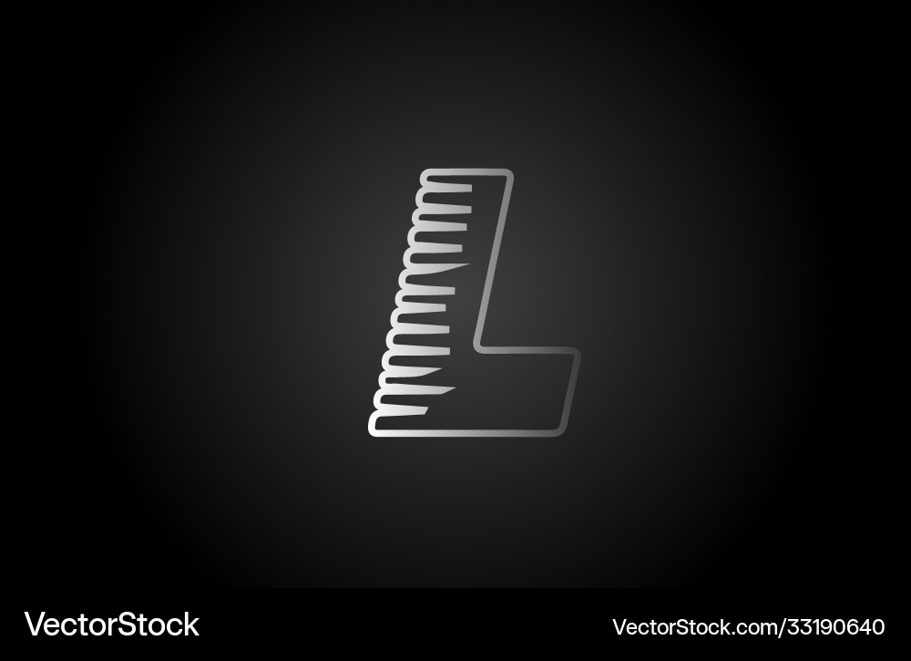 L white line alphabet letter logo icon simple Vector Image
