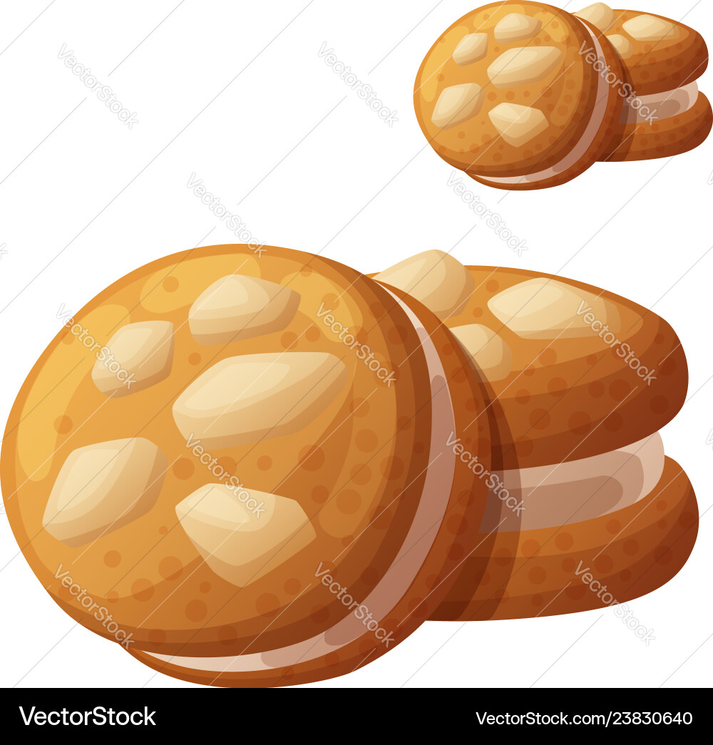 Nut cookie detailed icon isolated on white Vector Image