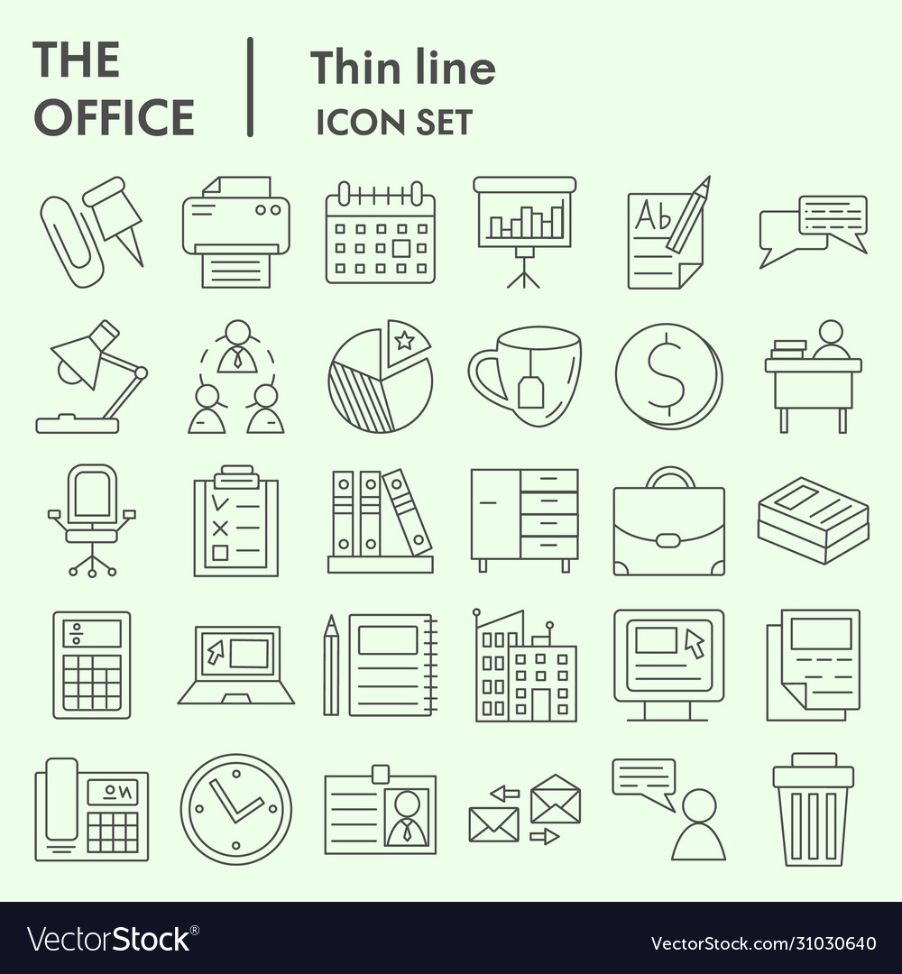 Office thin line icon set company symbols Vector Image