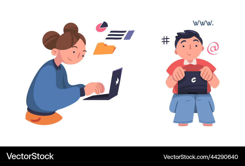 People chatting with laptop computers on social Vector Image