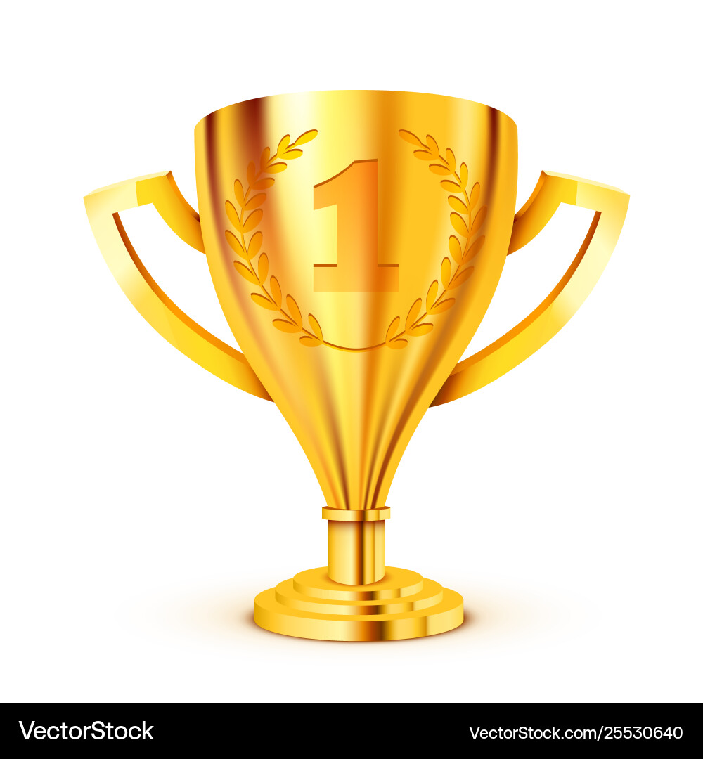 Realistic golden trophy with text place Royalty Free Vector
