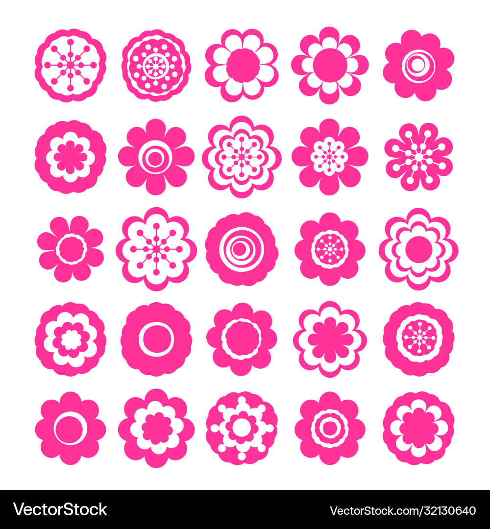 Realistic paper sticker set flowers Royalty Free Vector