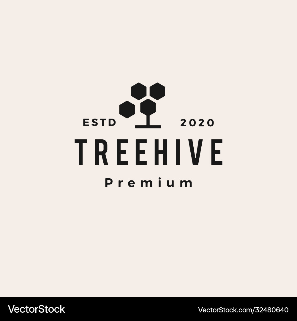 Tree hive hexagon hipster vintage logo icon Vector Image