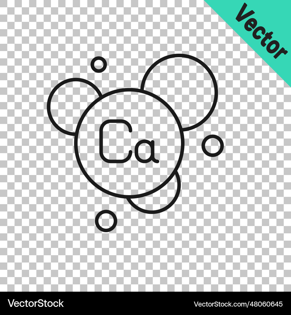 Black line calcium chemical element icon isolated Vector Image