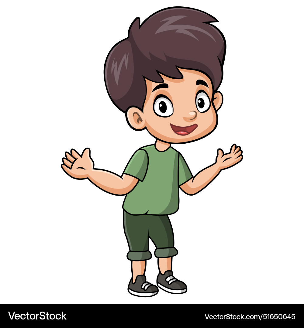 Cute happy school boy cartoon Royalty Free Vector Image