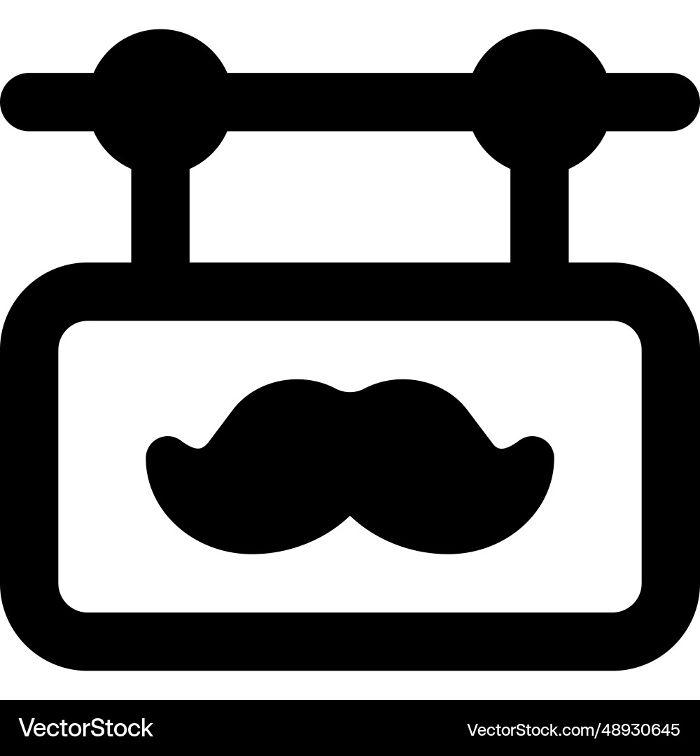 Dandy mustache logotype sign board hanging at Vector Image
