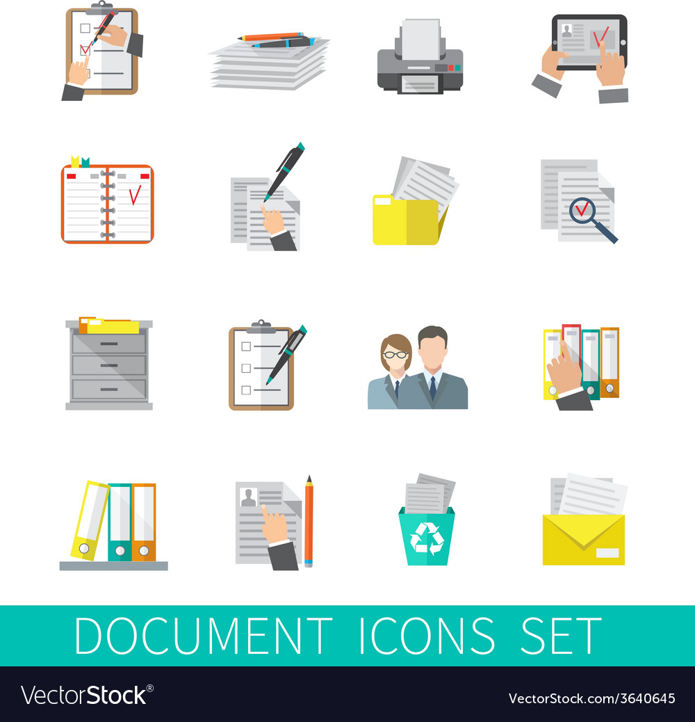 Document icon flat Royalty Free Vector Image - VectorStock