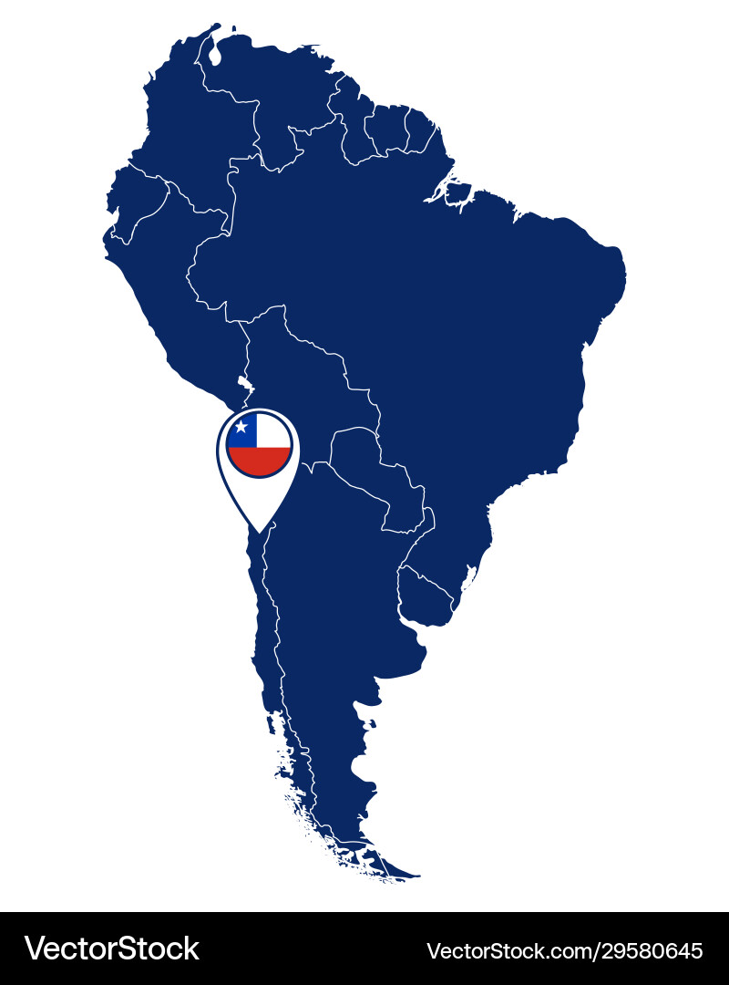 Flag chile in location pin and map south Vector Image