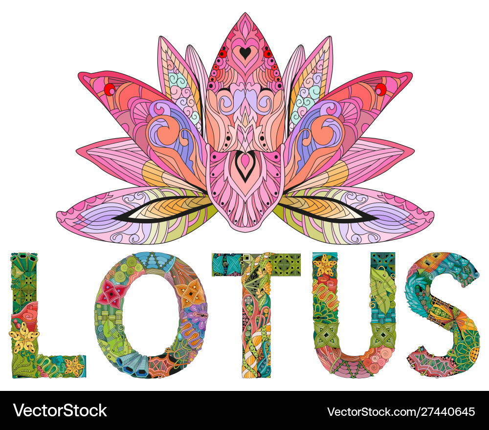 Hand drawn magic flower with high details isolated