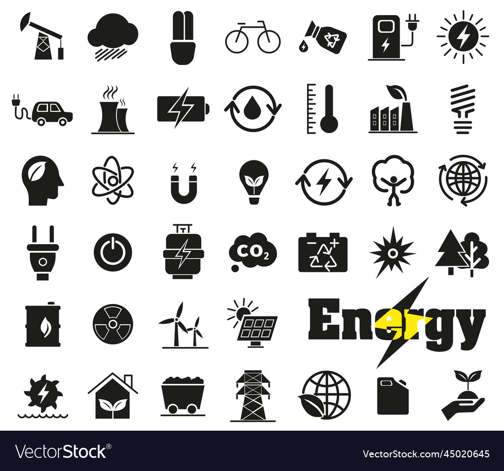 Set Of Linear Icons Alternative Energy Sources Vector Image