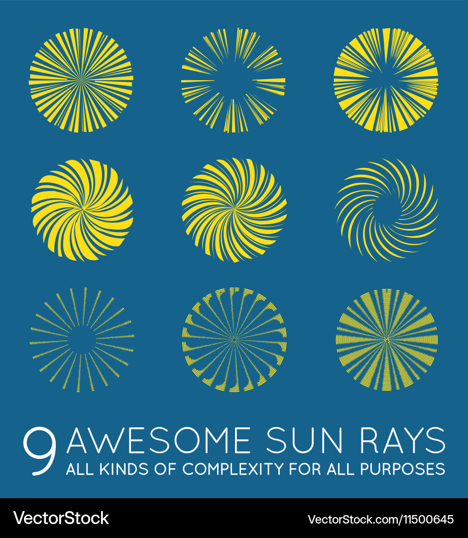 Set of sunburst rays sun Royalty Free Vector Image