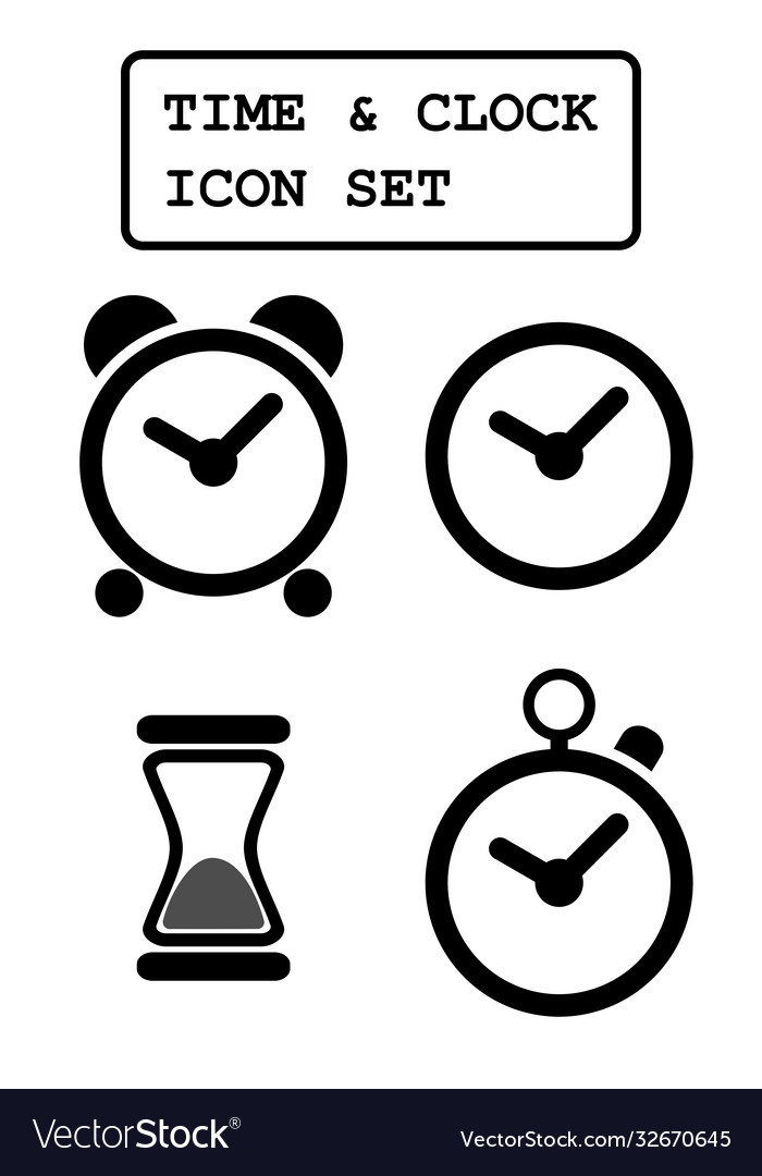 Time clock icon set Royalty Free Vector Image - VectorStock