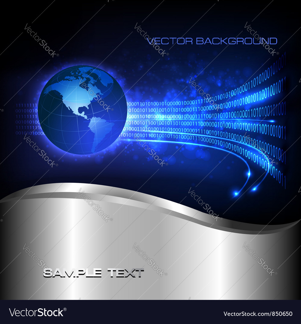 Binary code flowing behind globe Royalty Free Vector Image Binary code flowing behind globe Royalty Free Vector Image