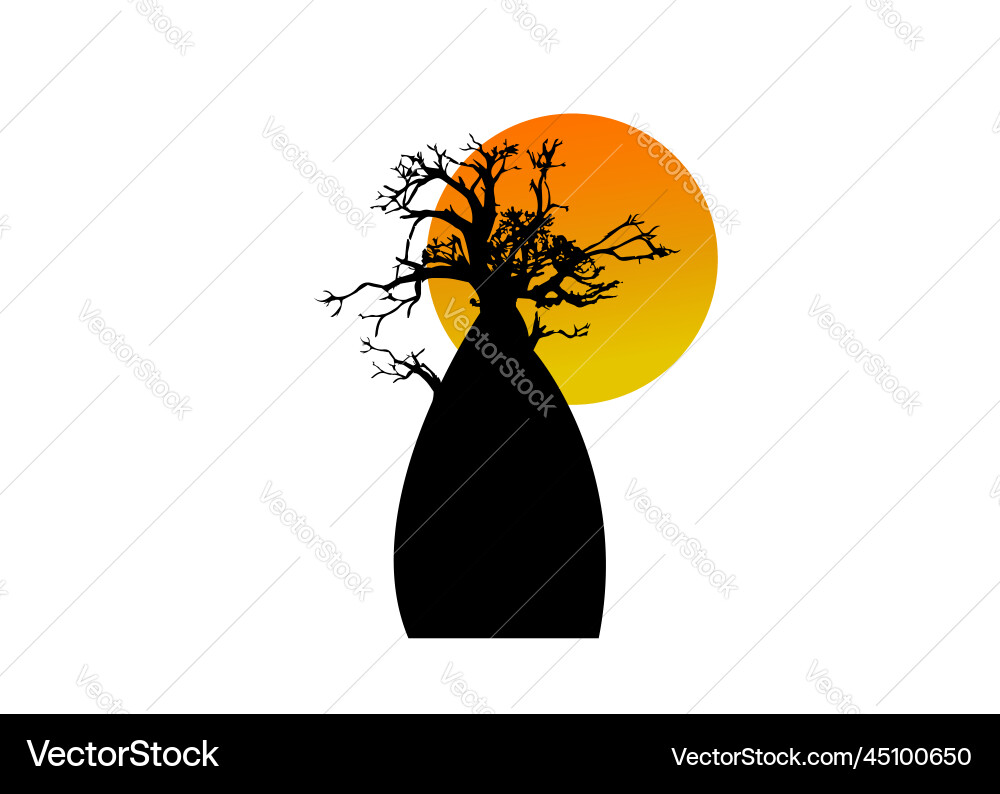 Boab or baobab tree isolated silhouette logo Vector Image