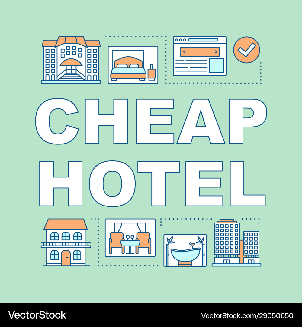 Cheap hotel word concepts banner Royalty Free Vector Image